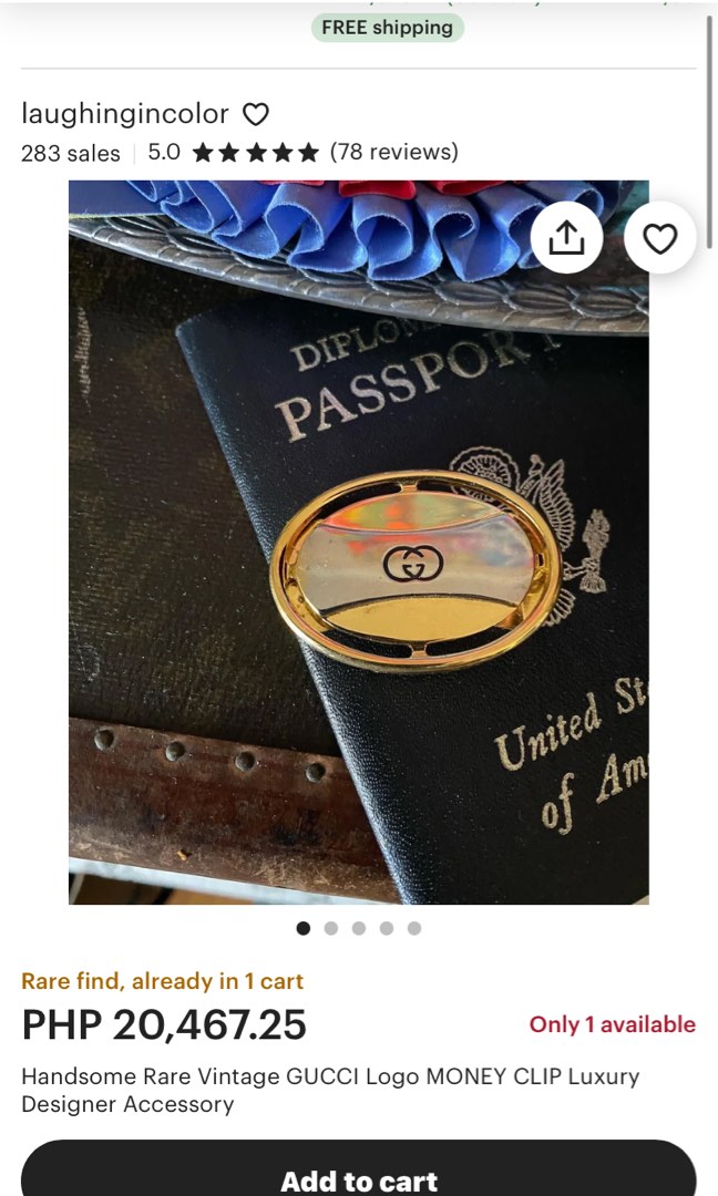 Vintage Rare Gucci two tone money clip on Carousell