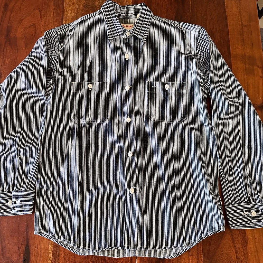Vintage Sugar Cane Hickory Striped Work Shirt Sz L Made in U.S.A., Men ...