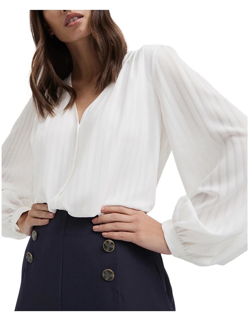 Witchery Self Stripe Blouse White, Women's Fashion, Tops, Blouses on ...