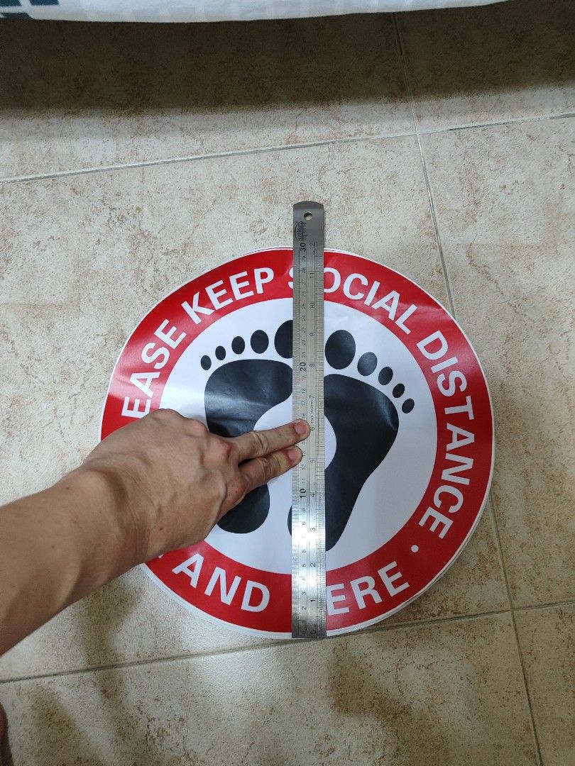 Free !!10 x Unused 30cm diameter Safe-Distancing Floor Stickers ...