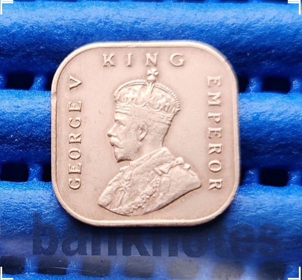 1932 Straits Settlements King George V Half 1/2 Cent Square Coin ...