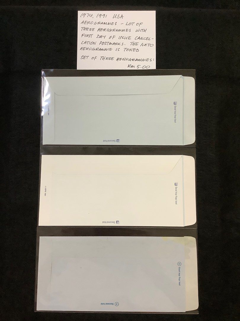 1974, 1991 USA Aerogrammes-Lot Of Three Aerogrammes With First Day Of ...