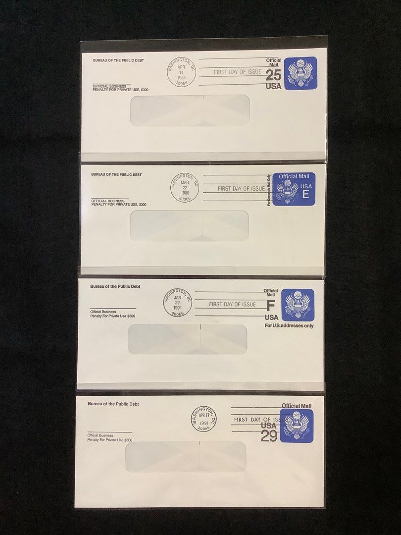 1988, 1991 USA Official Mail Envelopes-Lot Of Four Official Mail ...