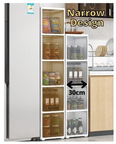 30cm Narrow Width Storage Cabinet with Transparent Flip Up Cover ...