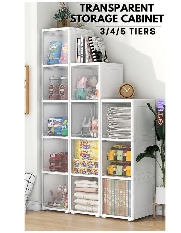 30cm Narrow Width Storage Cabinet with Transparent Flip Up Cover ...