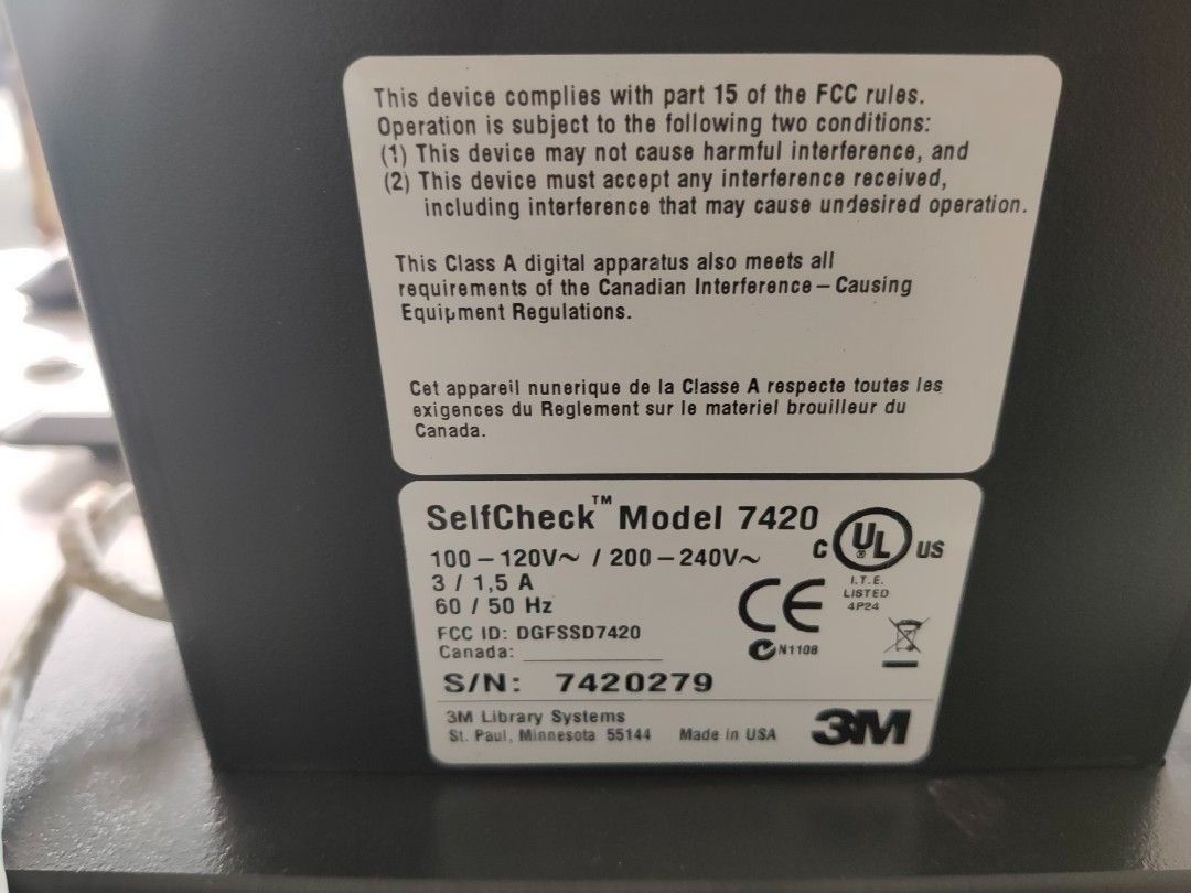 3M Self Check 7420 System With Built in Printer And Barcode Scanner for ...