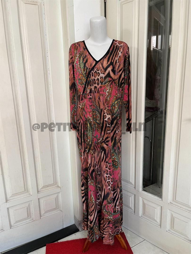 ⚠️ NO NEGO Home Dress Coklat Macan Panjang, Fesyen Wanita, Pakaian ...