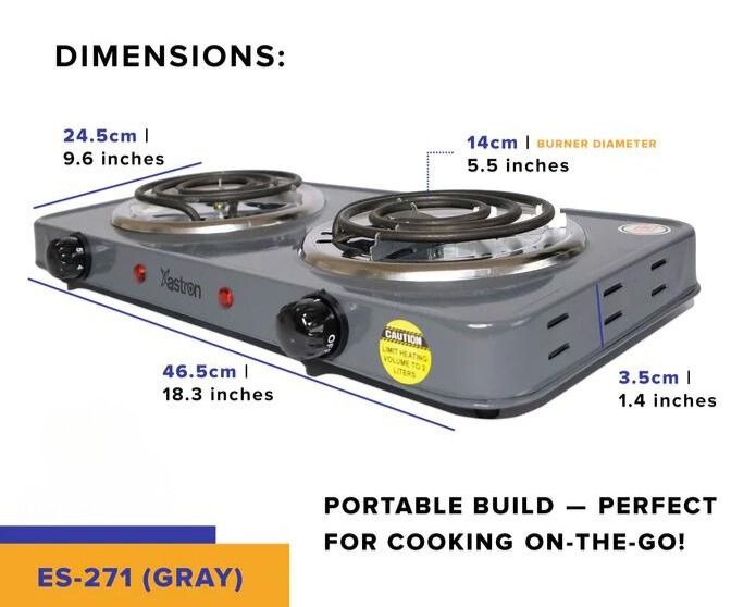 Astron ES-271 Double Burner Portable Electric Stove, TV & Home ...