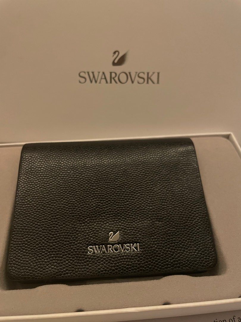 Authentic jet back Swarovski wallet card holder, Women's Fashion, Bags ...