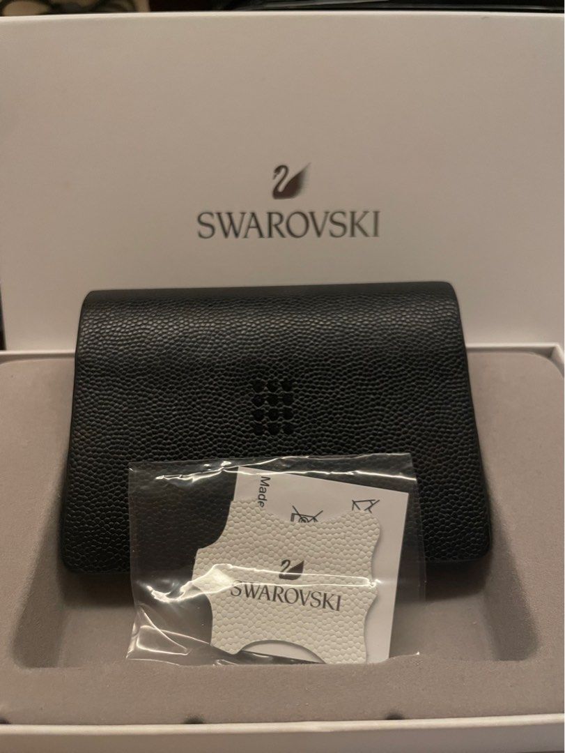 Authentic jet back Swarovski wallet card holder, Women's Fashion, Bags ...