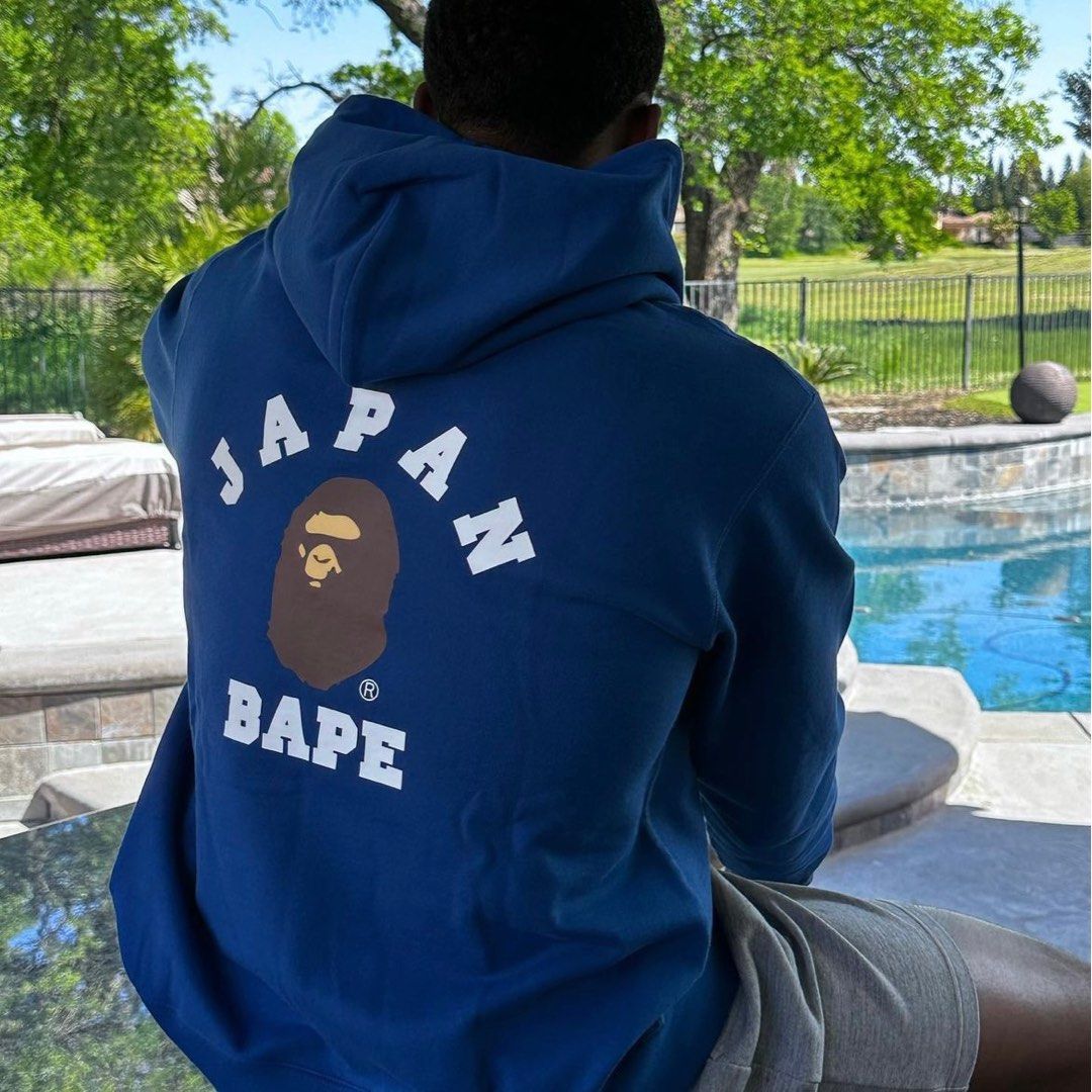 bape pullover hoodie blue
