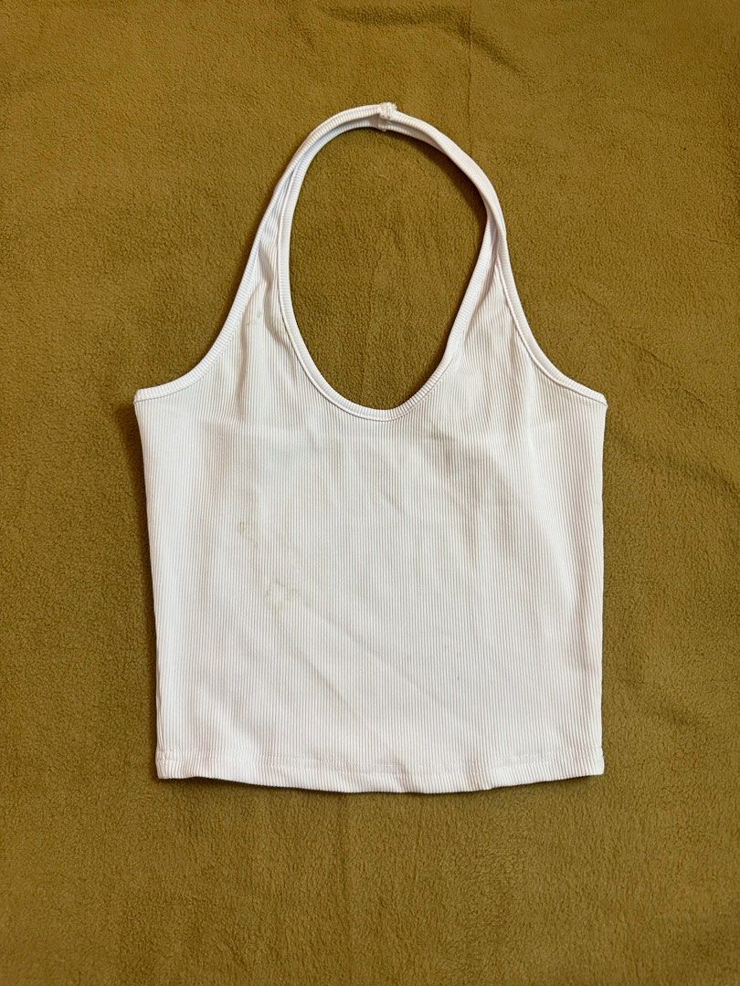 Basic White Haltered Top on Carousell