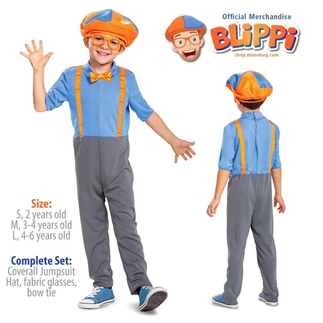Blippi Complete Costume Original Merchandise Jumpsuit, Babies & Kids ...