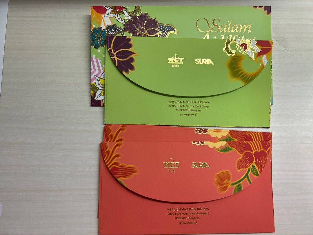 BN 2023 JB Malaysia Hari Raya Red Green Packets Hong Bao Ang Pow ...