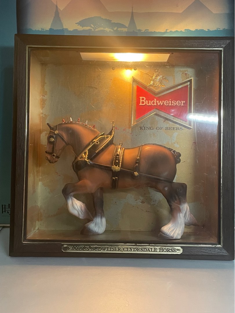 Budweiser Beer Lighted Sign Framed Horse - Bar Display - Bar sign ...