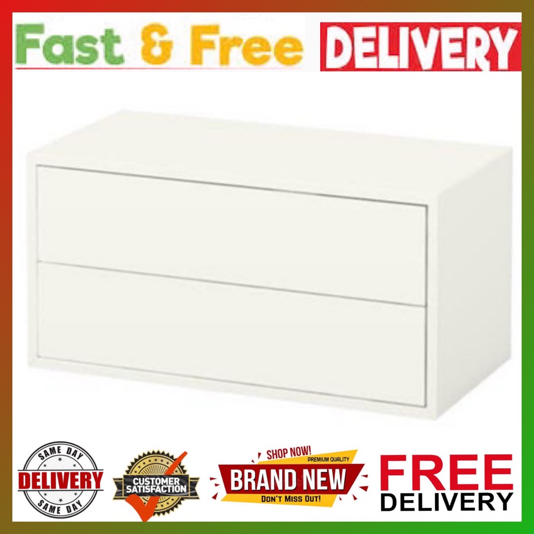Chest Of Drawers, EKET Cabinet with 2 drawers White Malm Brimnes Hemnes ...