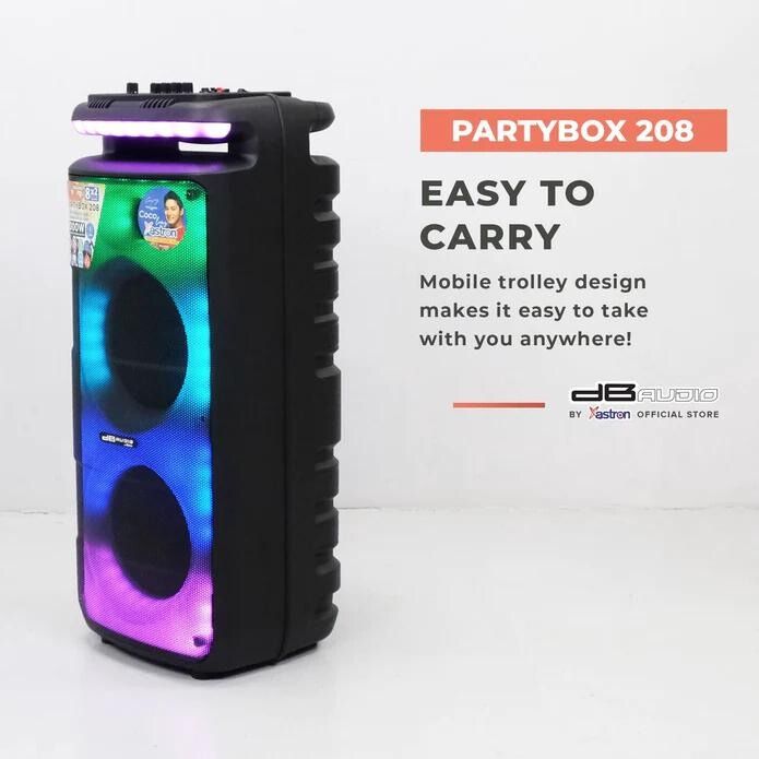 Db Audio PARTYBOX-208 Mobile trolley bluetooth speaker | 6" x 2 woofer ...