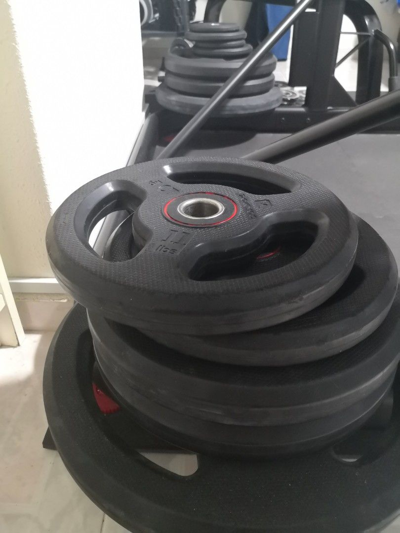 Decathlon home gym set / Squat Half Rack Barbell Ez Bar Rubber Coated ...