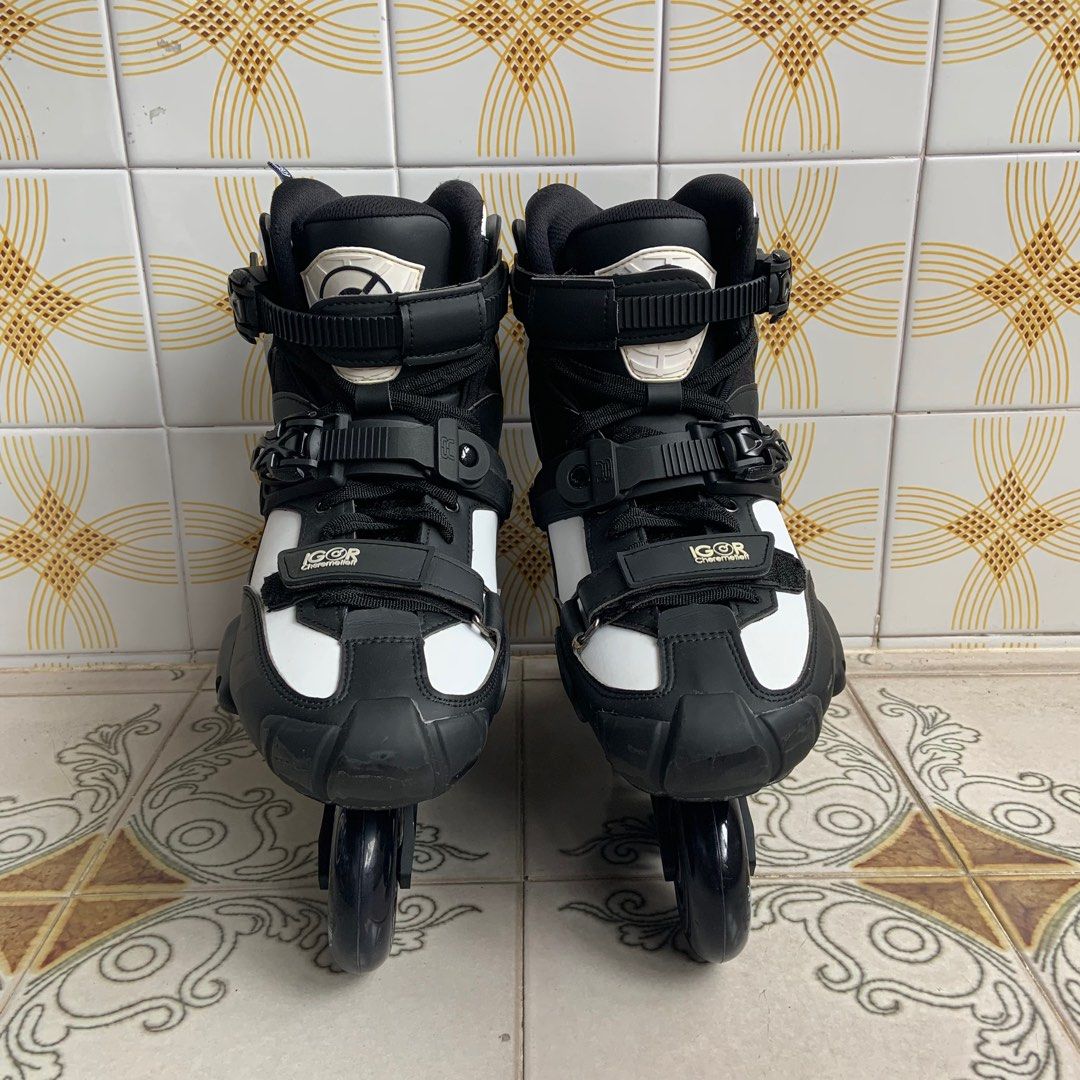 EUR44 US10.5 FR Skates IGOR white rollerblades carbon fibre hardboot ...