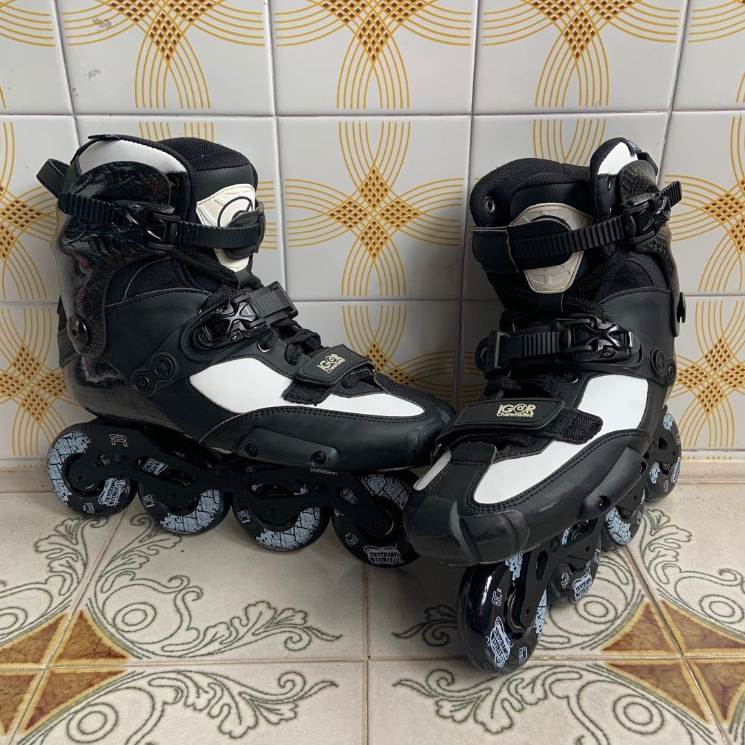 EUR44 US10.5 FR Skates IGOR white rollerblades carbon fibre hardboot ...