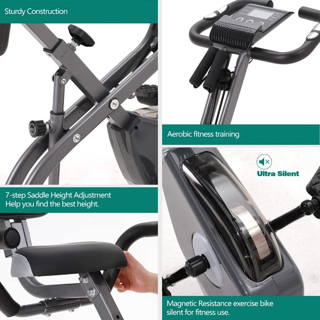 Folding Exercise Bike with 10-Level Adjustable Magnetic Resistance ...