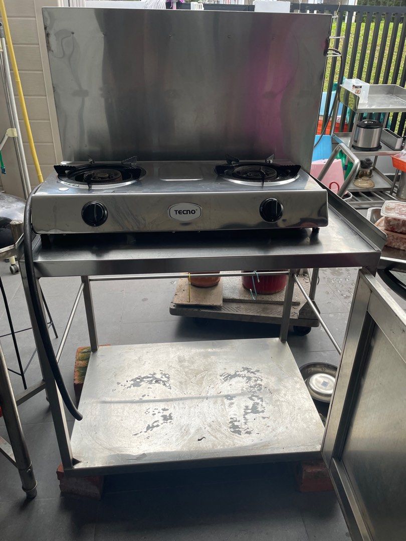 Kitchen techno Gas stove with stainless steel metal shelf, TV & Home ...