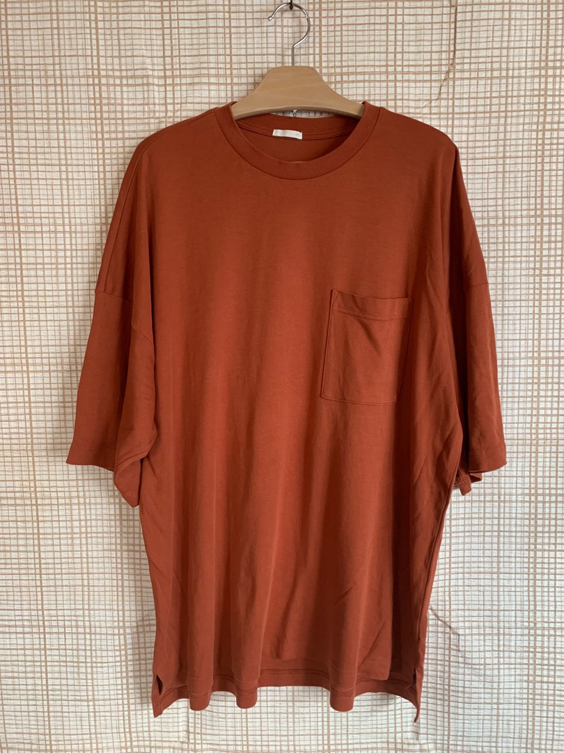 GU Rust Orange Dropped Shoulder Pocket T-Shirt, Men's Fashion, Tops ...