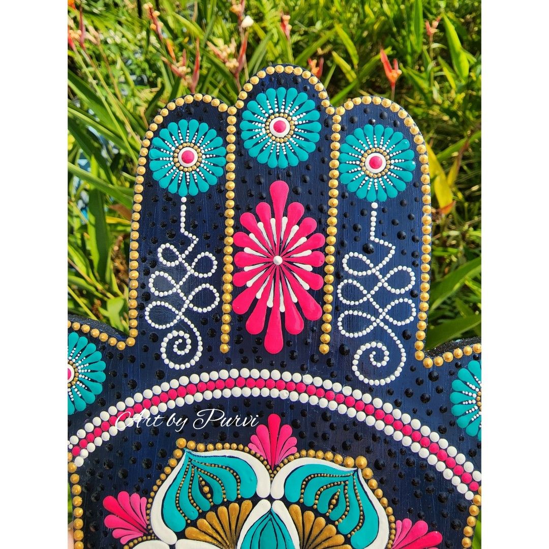 Hamsa hand painting, Hobbies & Toys, Stationery & Craft, Handmade Craft ...