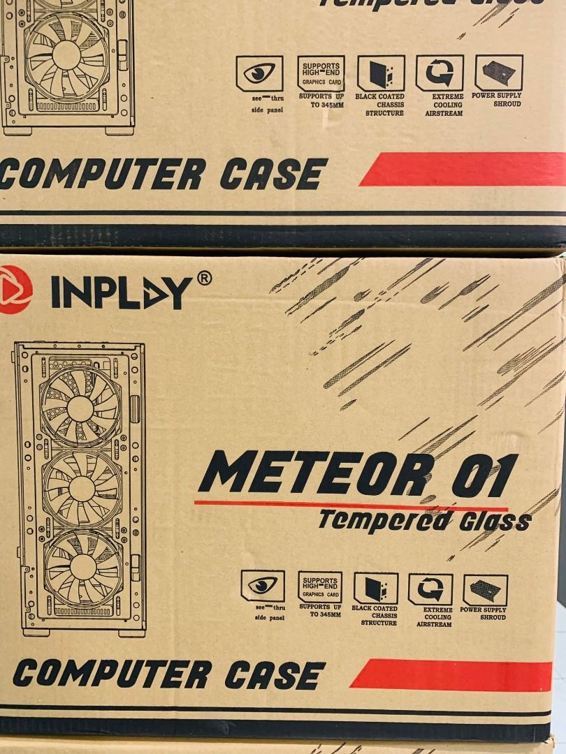 Inplay Meteor 01 ATX MicroATX Mini ITX Tempered Glass PC Case Black on ...