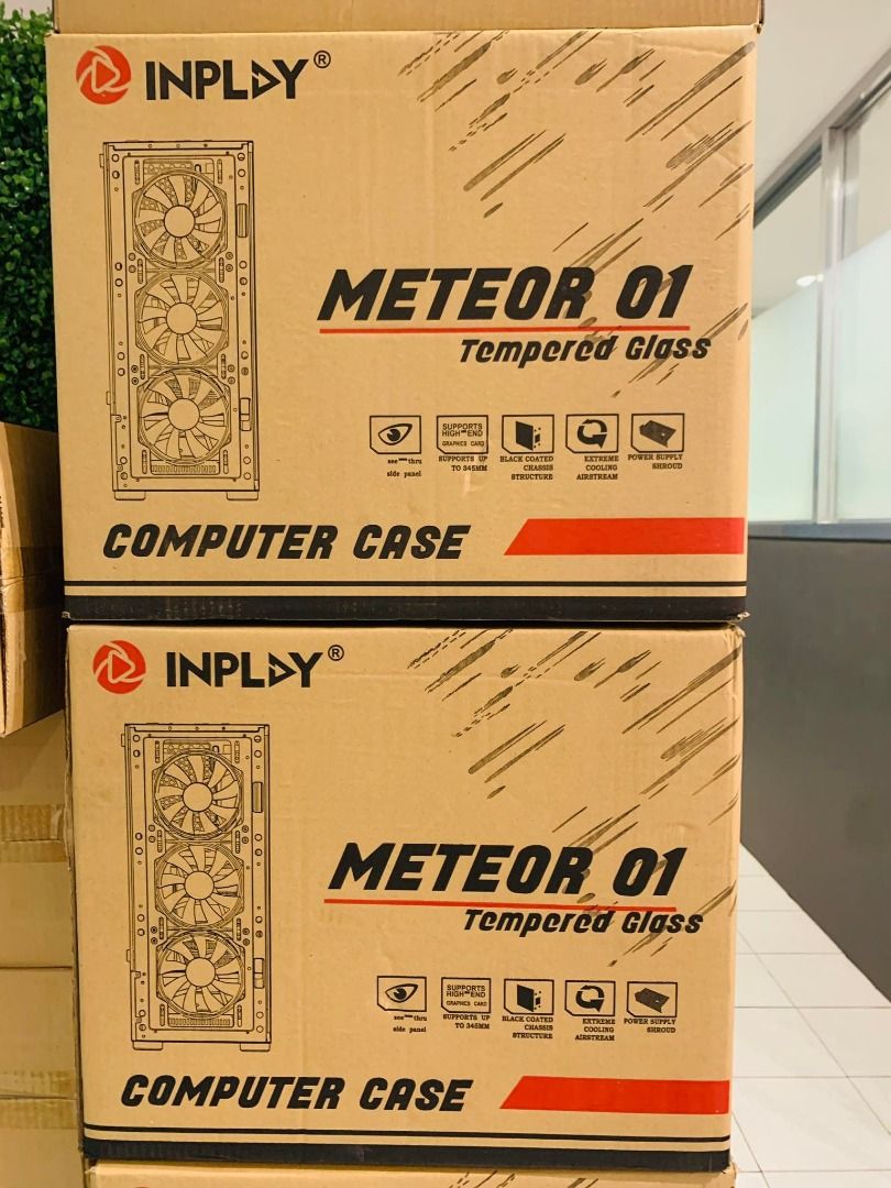Inplay Meteor 01 ATX MicroATX Mini ITX Tempered Glass PC Case Black on ...