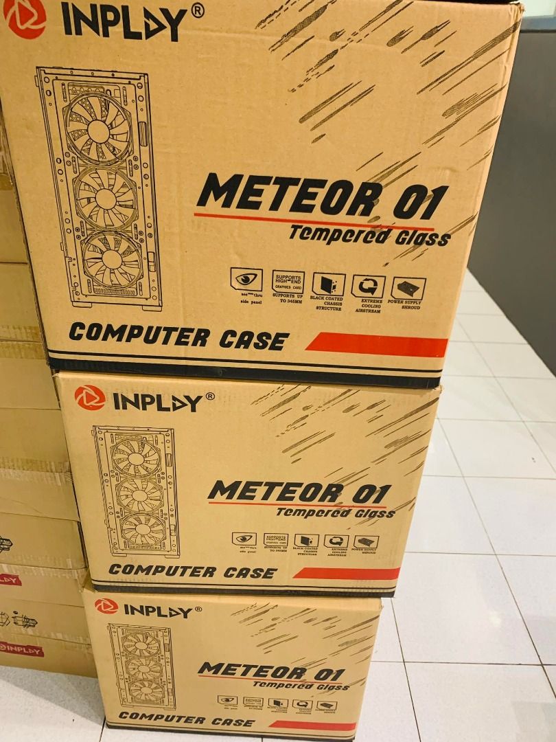 Inplay Meteor 01 ATX MicroATX Mini ITX Tempered Glass PC Case Black on ...