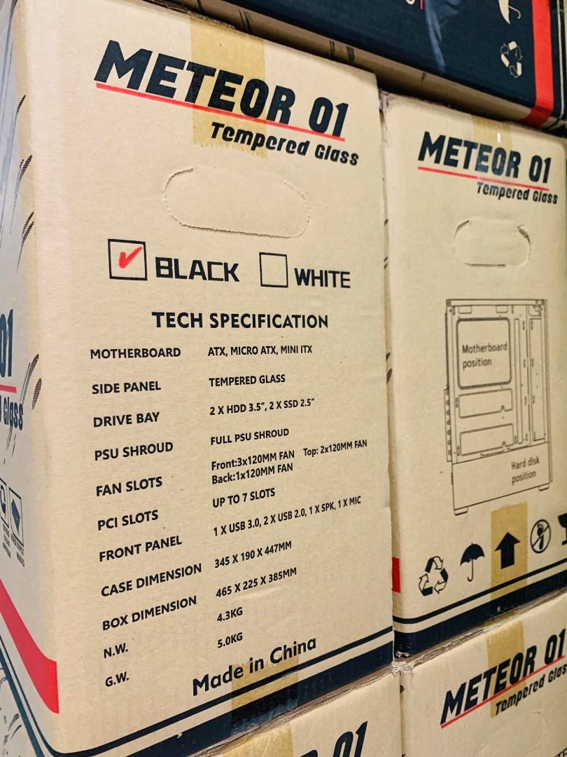 Inplay Meteor 01 ATX MicroATX Mini ITX Tempered Glass PC Case Black on ...