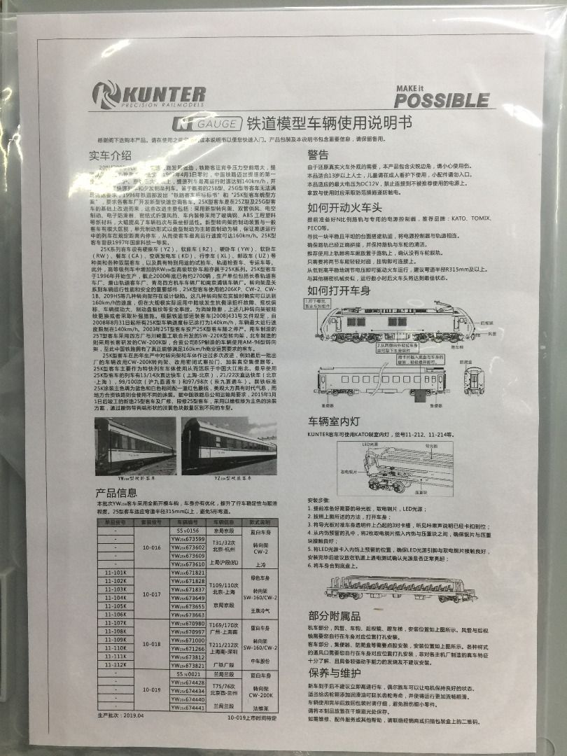 KUNTER N-GAUGE 10-018 CHINA RAILWAY Guangzhou-Shanghai-Shenzhen Express ...
