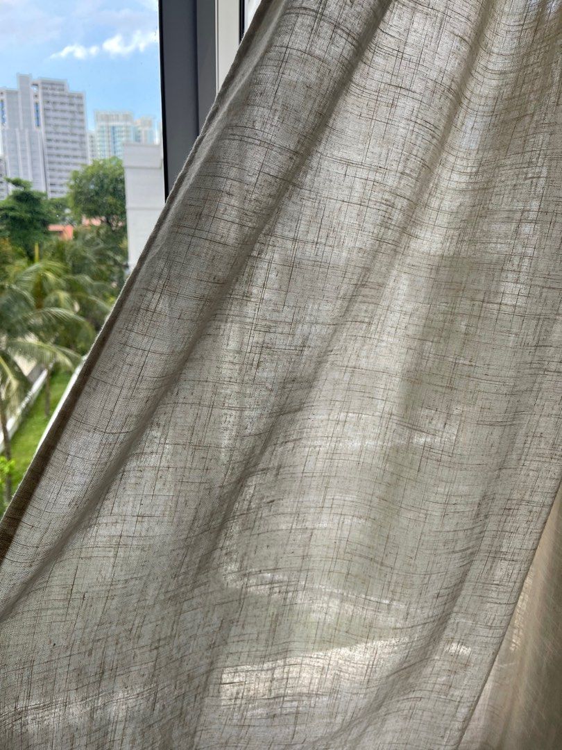 linen muji kind Curtain and Curtain Rod, Furniture & Home Living, Home ...