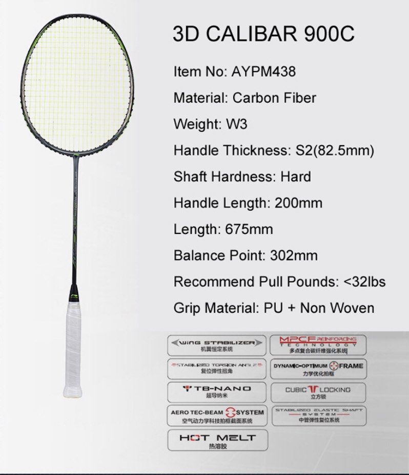 Li-ning 3D Calibar 900C, Sports Equipment, Sports & Games, Racket ...