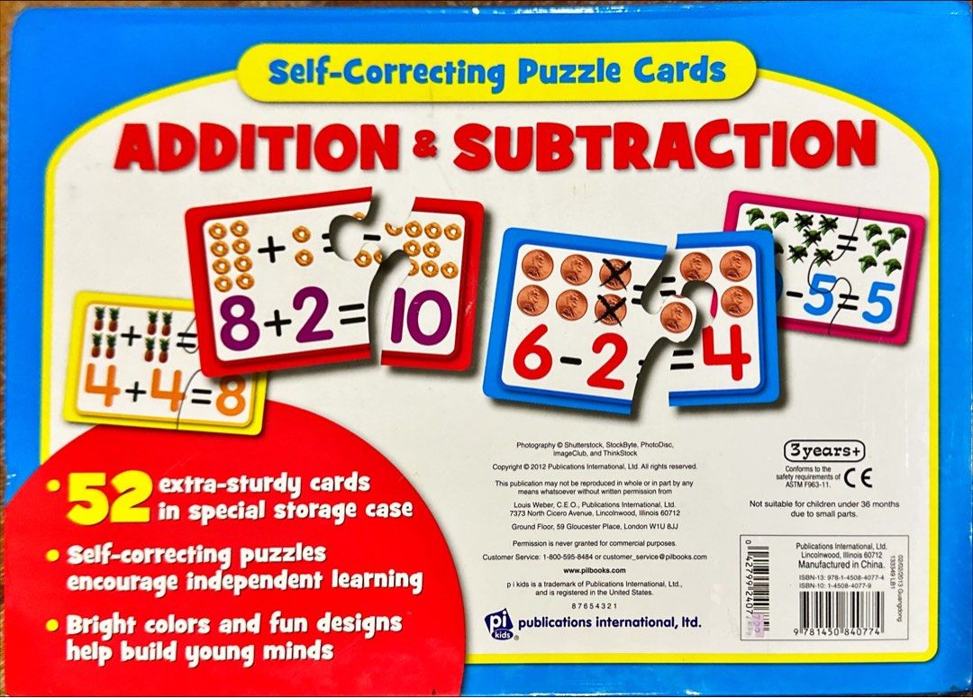 Maths addition & Subtraction introduction -52 self correcting puzzle ...