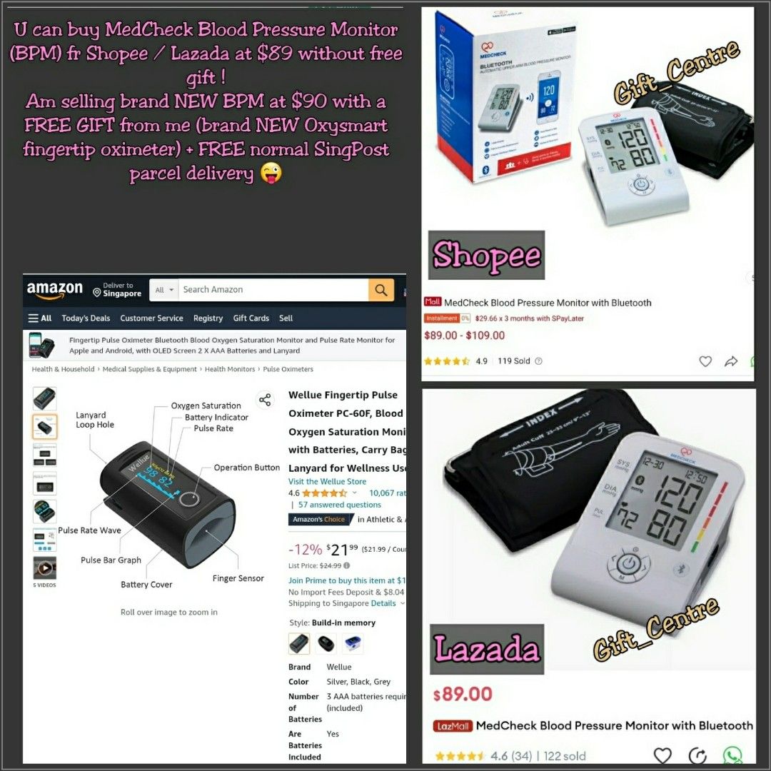 MedCheck BlueTooth Automatic Upper Arm Blood Pressure Monitor FREE ...