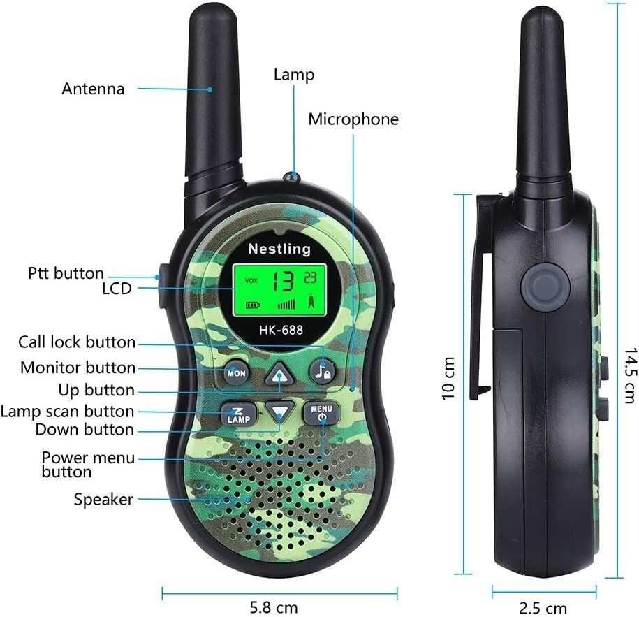 Nestling Walkie Talkies 2 Pack, Upgraded Version Camouflage Exterior 8 ...