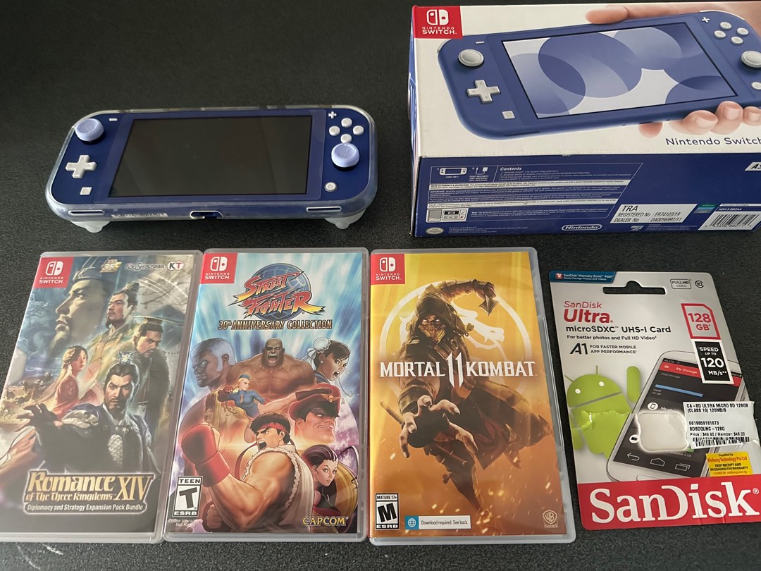 Nintendo Switch Lite+3 Games+128GB Ultra Micro Memory Card+Card Slot ...