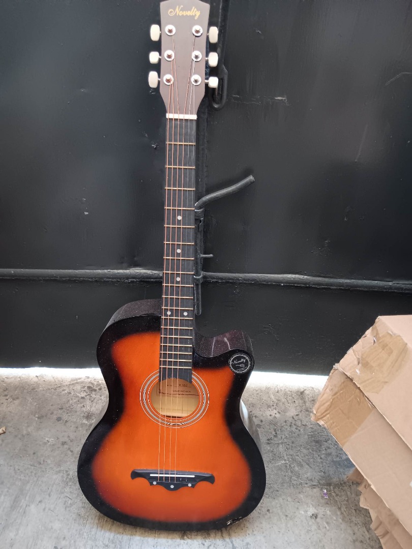 Novelty acoustic guitar red burst, Hobbies & Toys, Music & Media ...