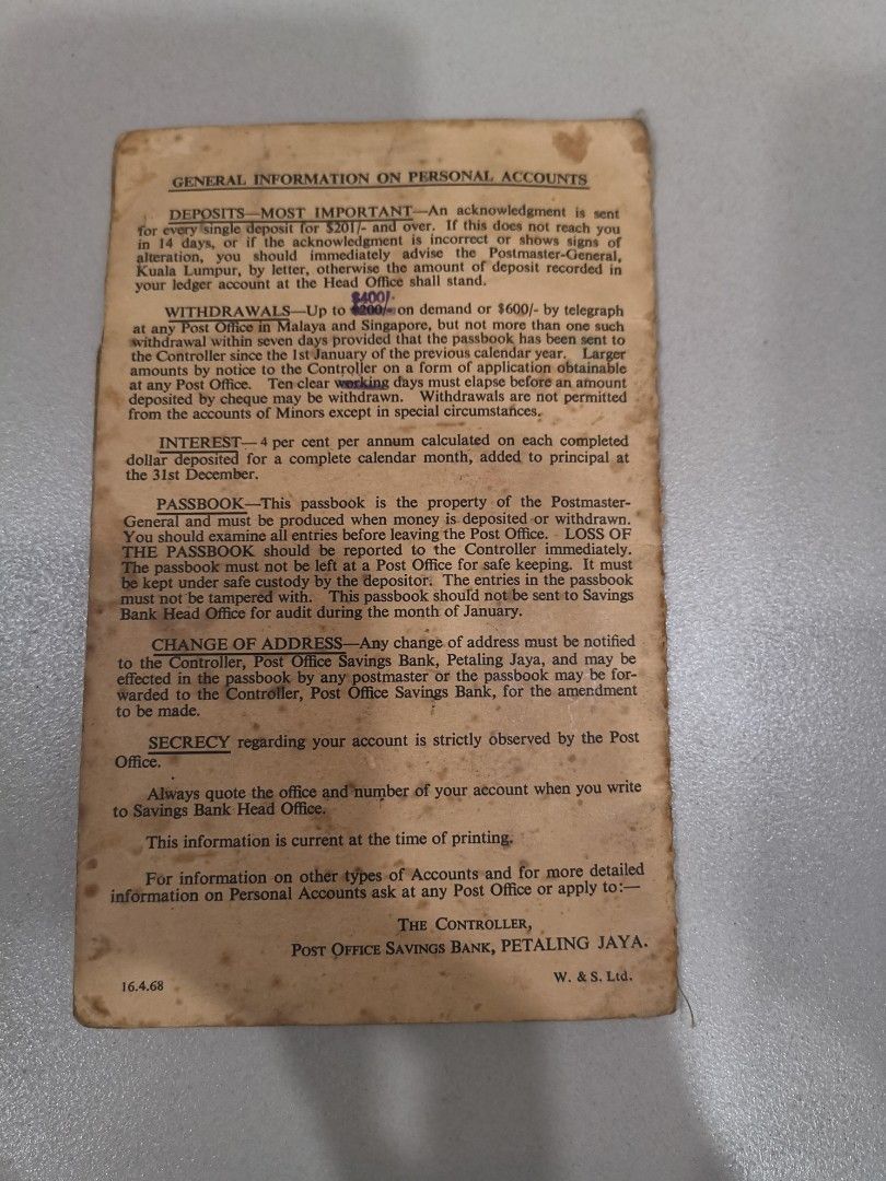 old pos savings passbook, Hobbies & Toys, Collectibles & Memorabilia ...