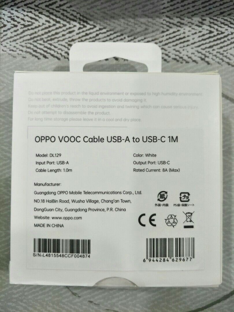 OPPO VOOC cable USB-A to USB-C, Mobile Phones & Gadgets, Mobile ...