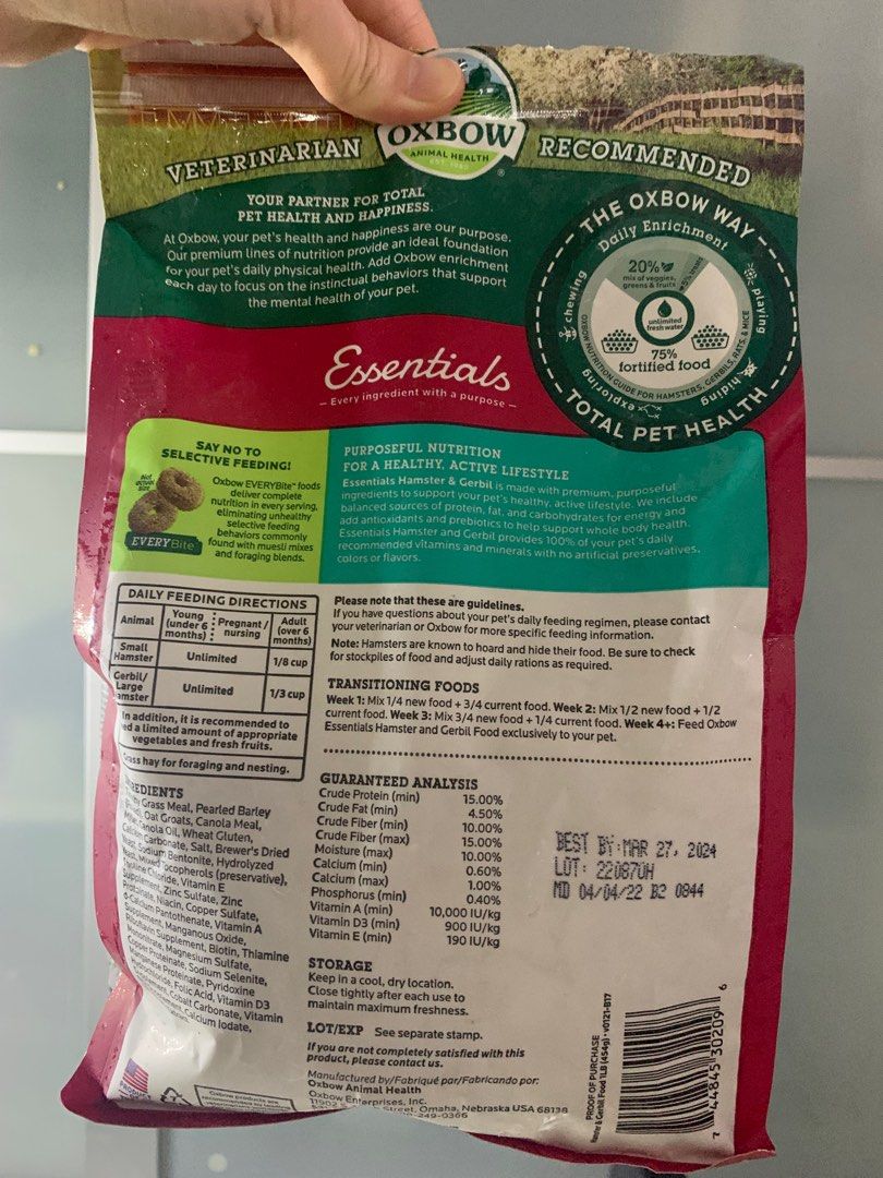 Oxbow Essentials Hamster and Gerbil food, Pet Supplies, Pet Food on ...