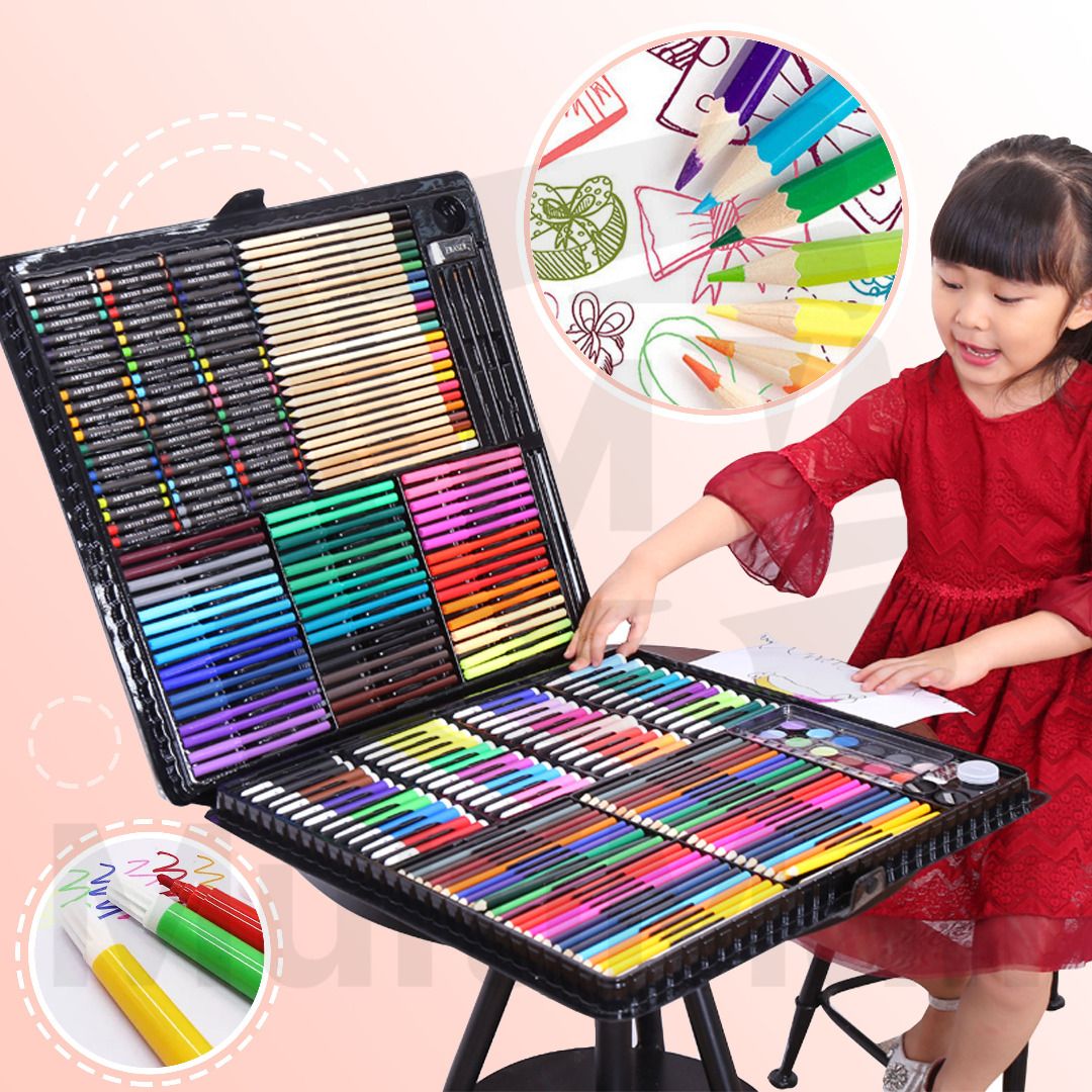 Pink Case Kids Art Painting Set 288 Pcs | Colour Pencil | Colour ...