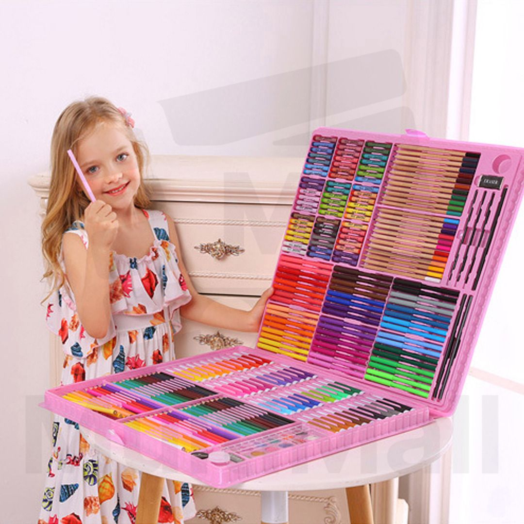 Pink Case Kids Art Painting Set 288 Pcs | Colour Pencil | Colour ...