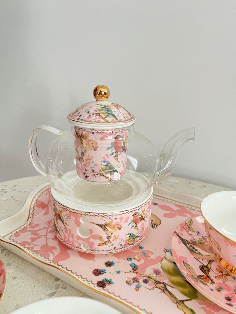 Pretty in Pink Tea Set (Bird), Furniture & Home Living, Kitchenware ...