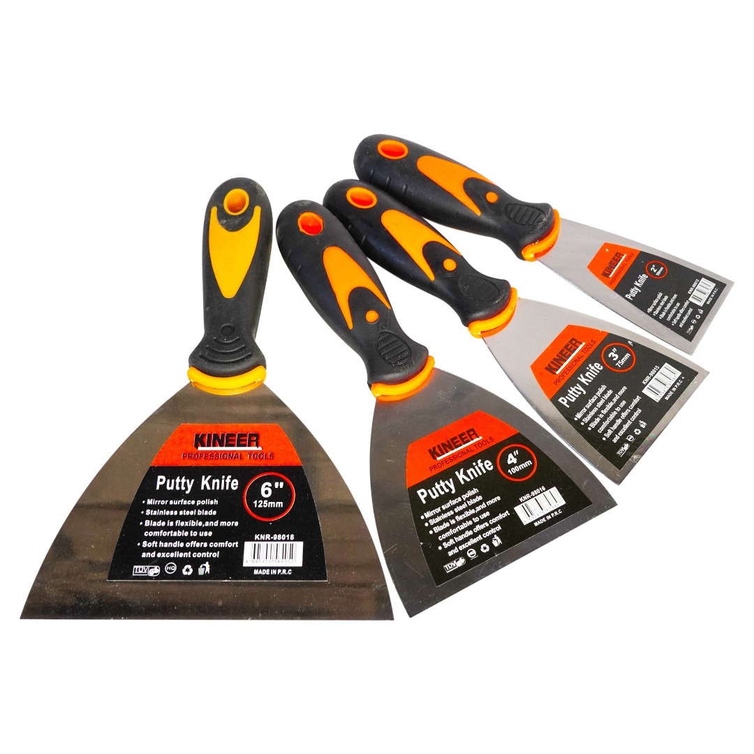 Putty Knife Stainless Steel 2, 3, 4 and 5inch Wall Tool Rubber Handle ...