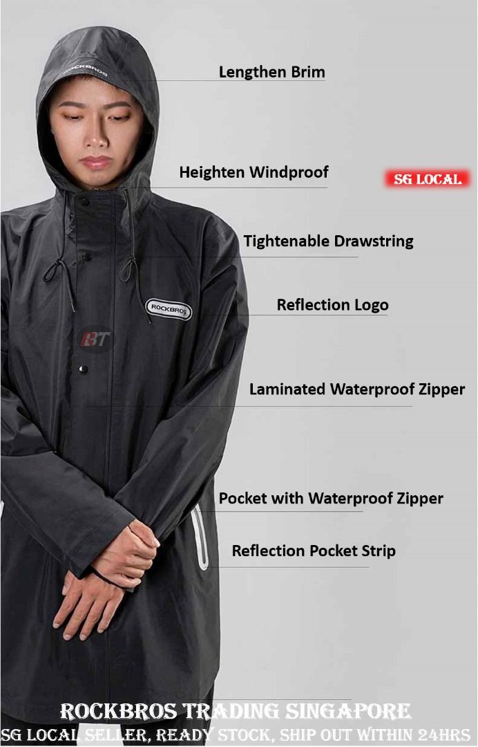 RockBros Raincoat for bicycle motorbike raincoat, Sports Equipment ...
