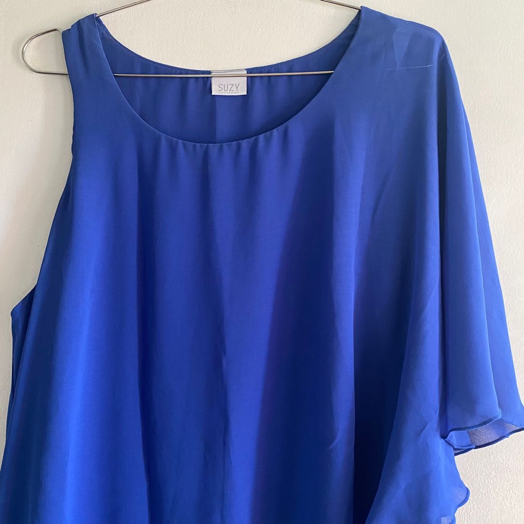 Royal blue formal top, Women's Fashion, Tops, Blouses on Carousell