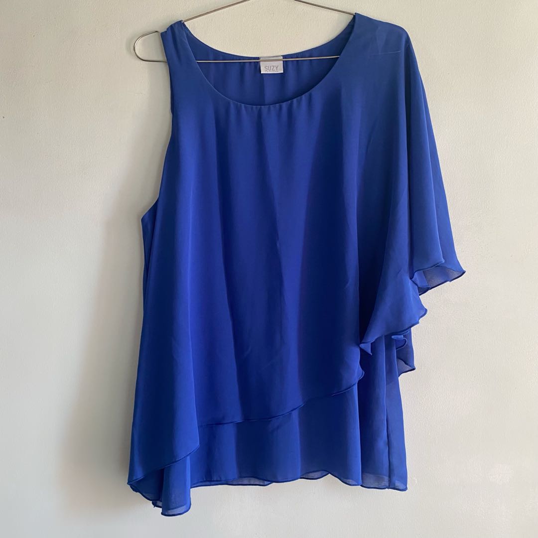 Royal blue formal top, Women's Fashion, Tops, Blouses on Carousell